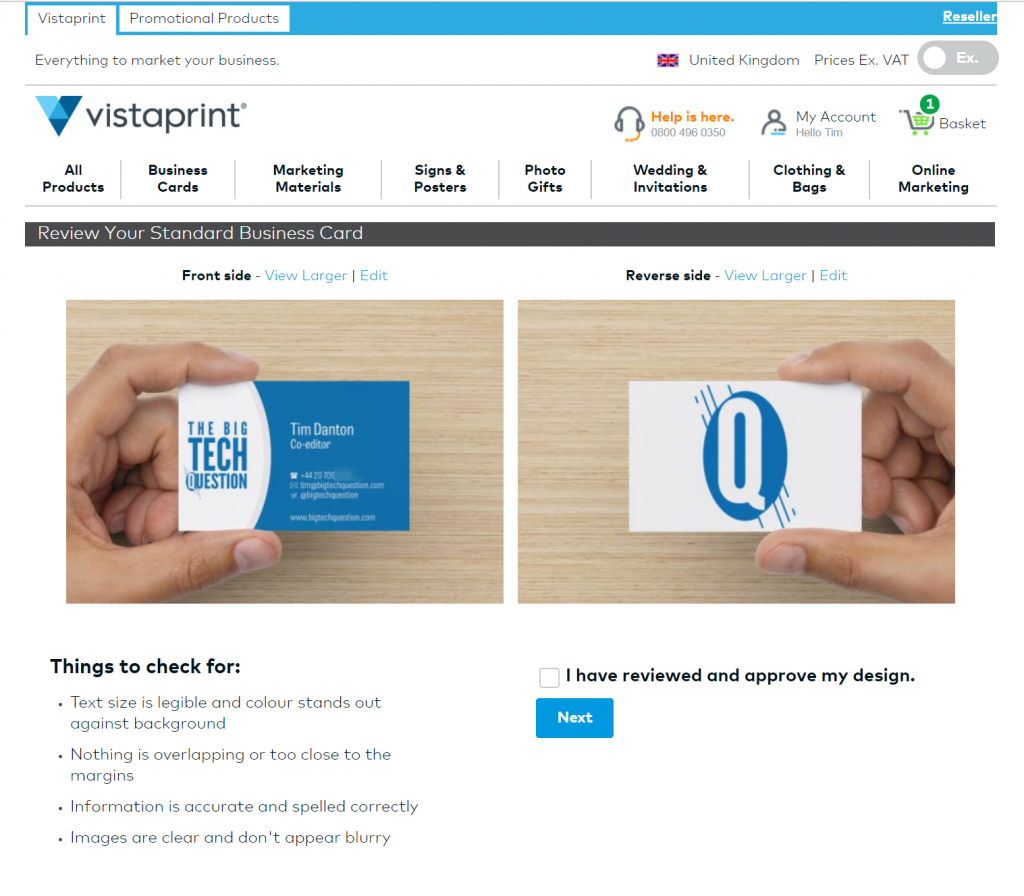 Vistaprint business cards review: Are they as polished as its adverts ...